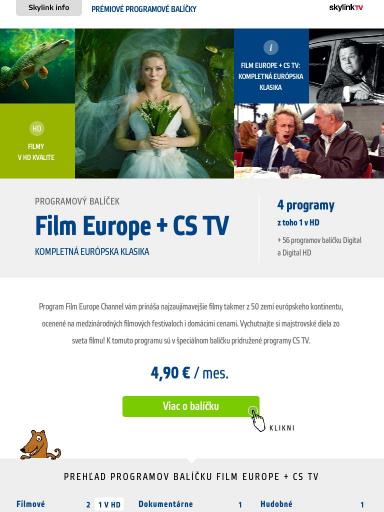 SI – Balíček Film Europe + CS TV | SK 16/2015 | Skylink TV