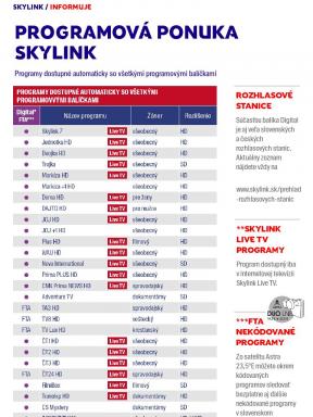 Programy neplatené | SK 19/2020 | Skylink TV